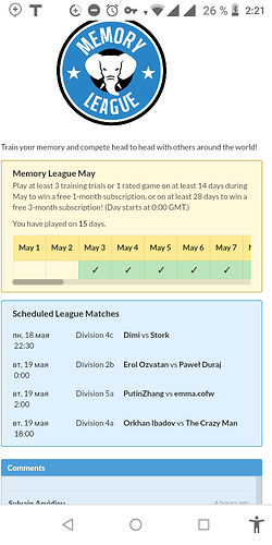 Memory League May 2020 - Memory League - Art of Memory Forum