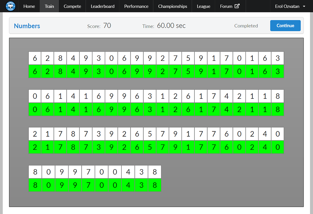 70 Digits In 60 Seconds Level 10 Goal Achieved Not Bad For A 50 Year Old Memory Training 