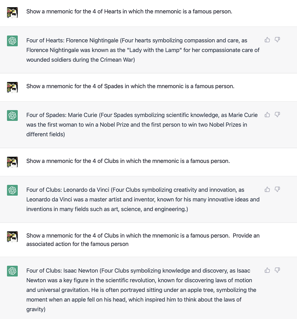 Generating Playing Card Mnemonics Rapidly with ChatGPT - General Memory ...